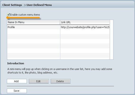 User Defined Menu - User Manual of 123 Flash Chat Server Software ...