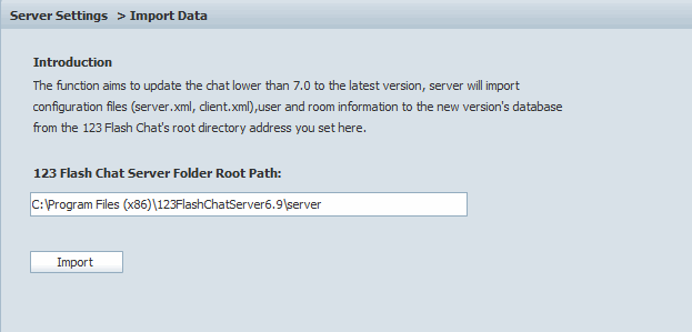 Import Data - User Manual of 123 Flash Chat Server Software Version 9.4